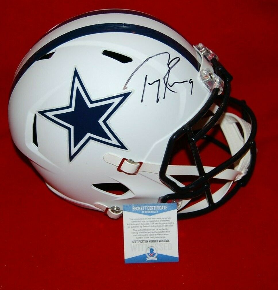 TONY ROMO Dallas Cowboys signed Flat White Full Size Helmet (BAS COA ...